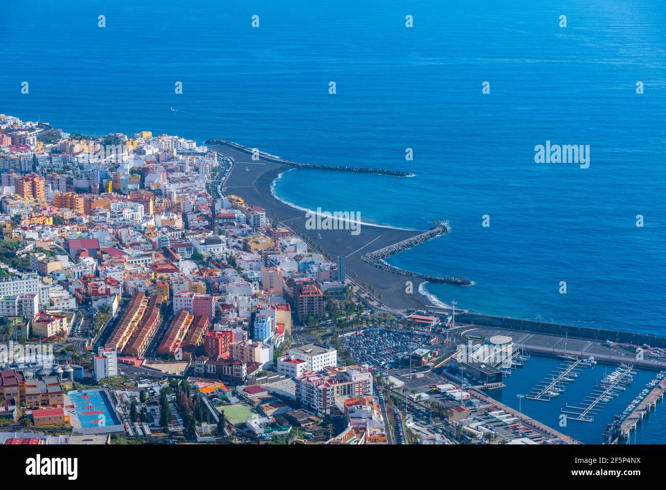 Aerial view of Santa Cruz de la Palma at La Palma, Canary islands ...