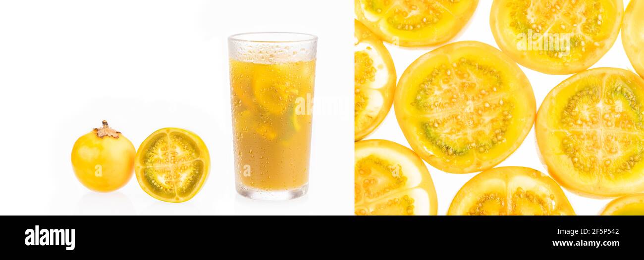 Traditional Colombian beverage made of juice and pieces of lulo ...