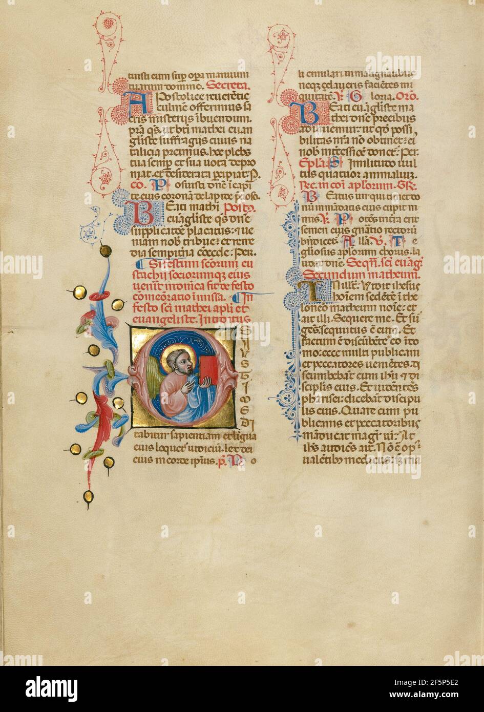 Initial O: The Angel of Saint Matthew Holding Up His Gospel. Master of ...