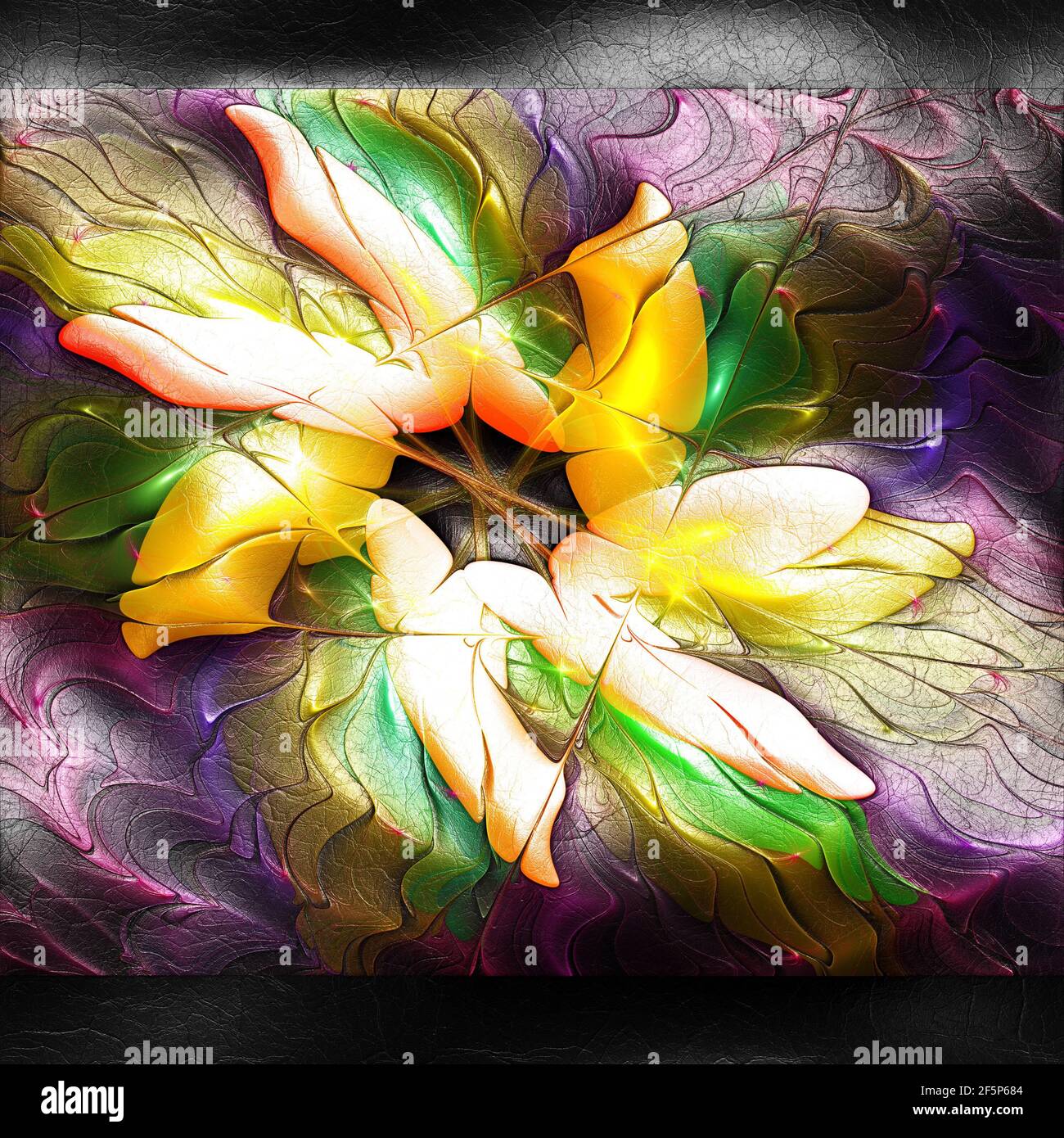 3D render of plastic background with embossed fractal on leather Stock ...