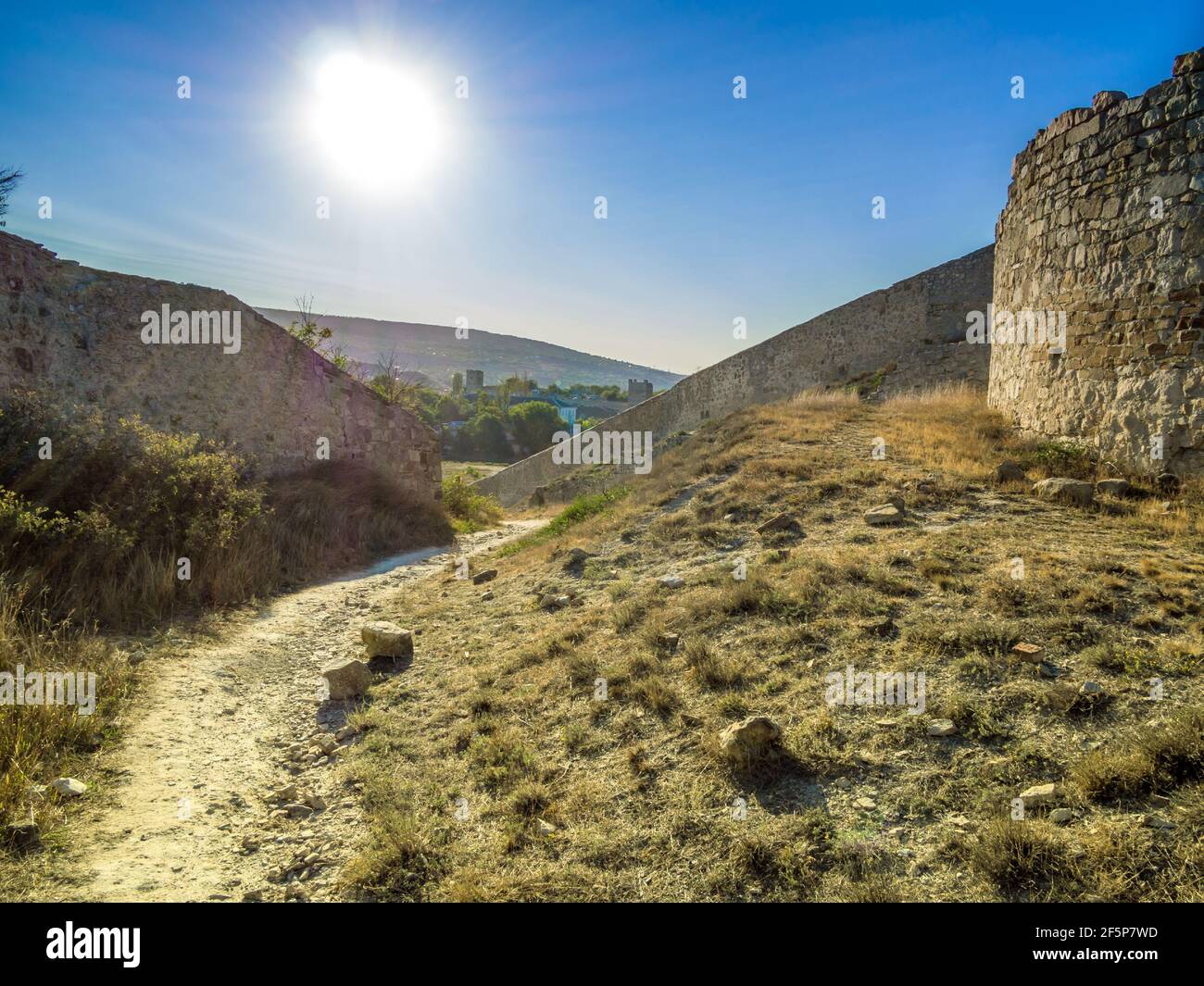 Landscape of the environs of the Genoese fortress, the city of Feodosia ...