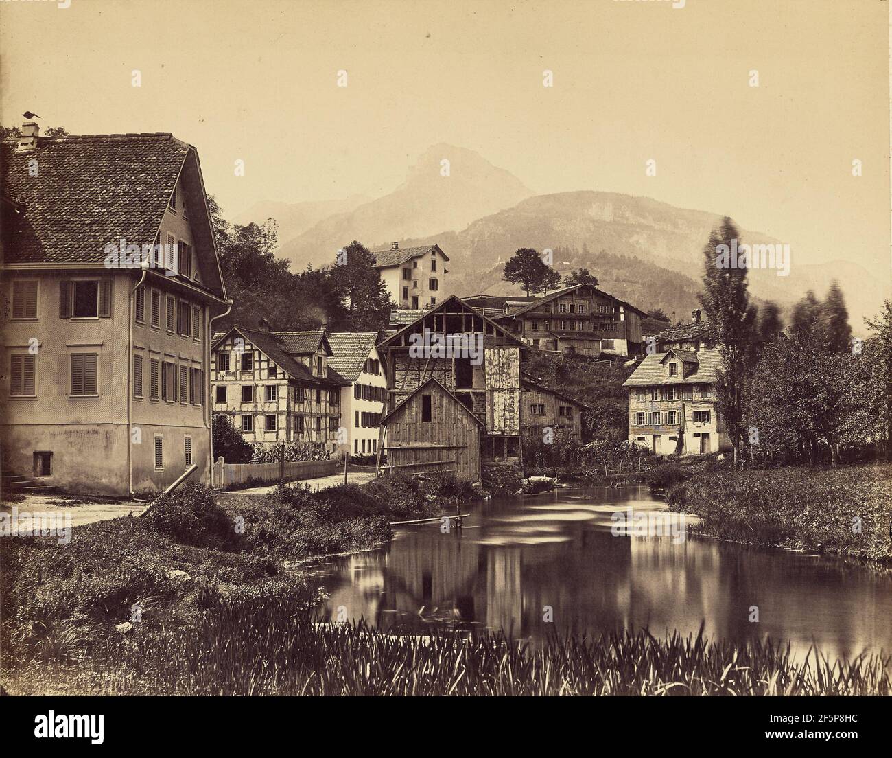 Town between Brunnen and Bauen. Jacques Alexandre Ferrier (French, 1831 ...