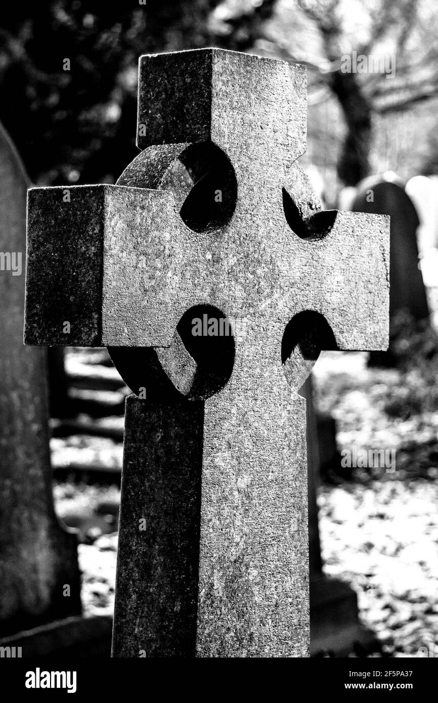 Graves on an old cemetery Black and White Stock Photos & Images - Alamy