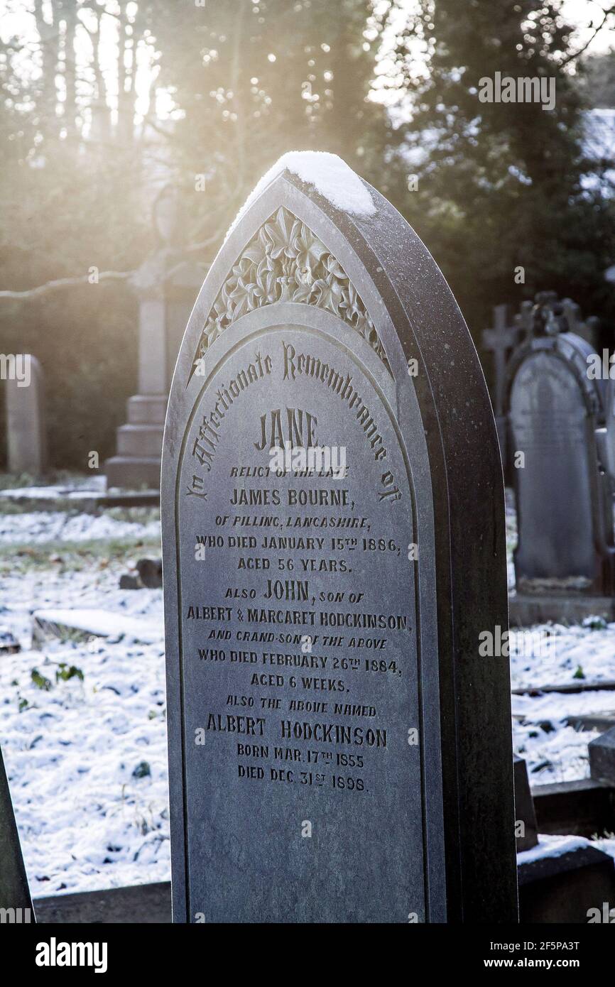 Graves stones on Honley Cemetery Stock Photo - Alamy