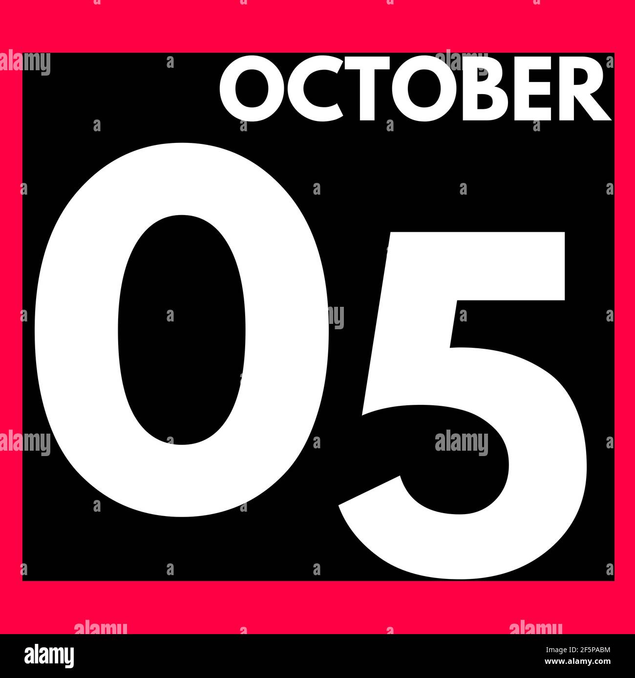 October 5 . Modern daily calendar icon .date ,day, month .calendar for ...