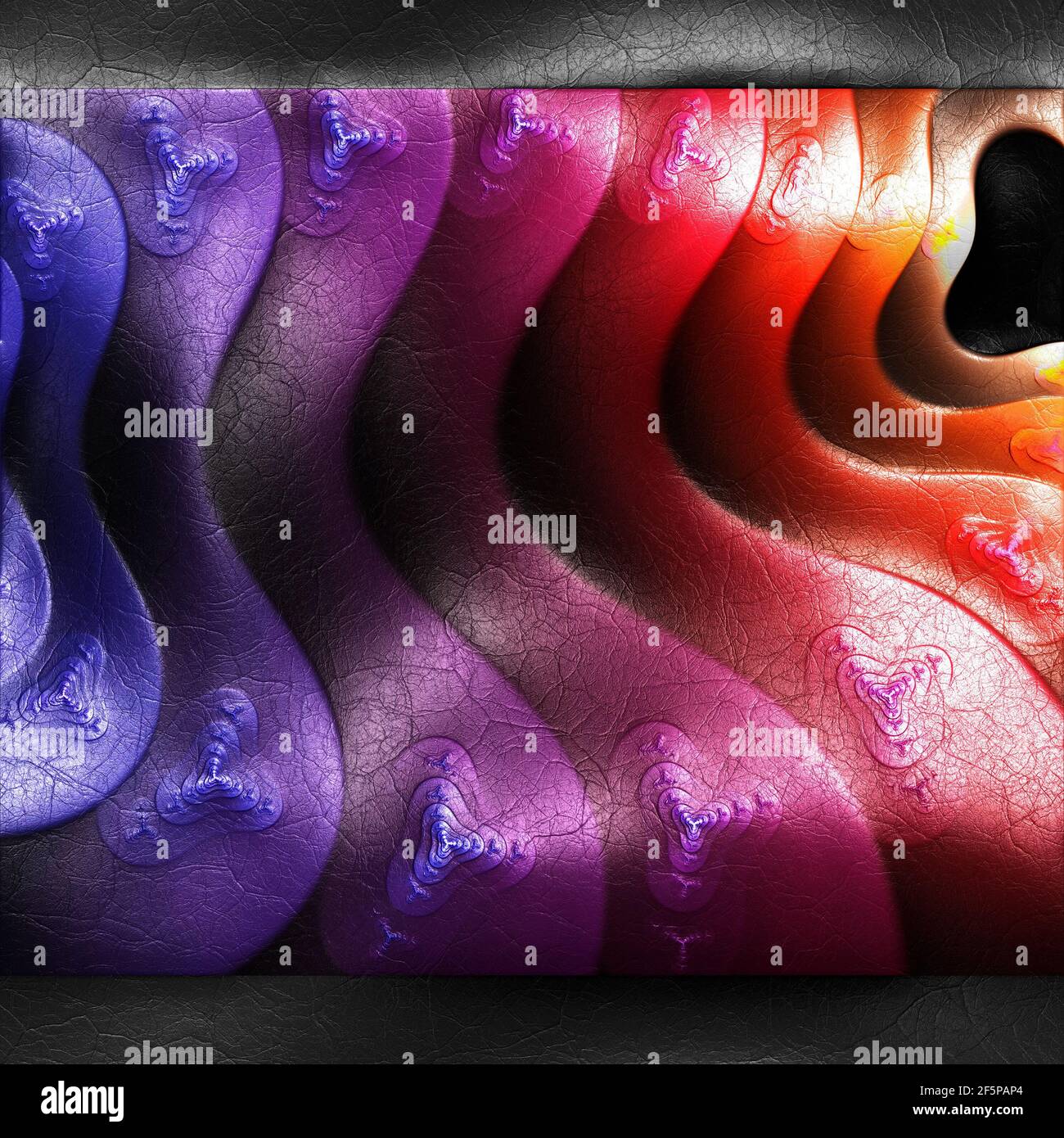 3D render of plastic background with embossed fractal on leather Stock ...