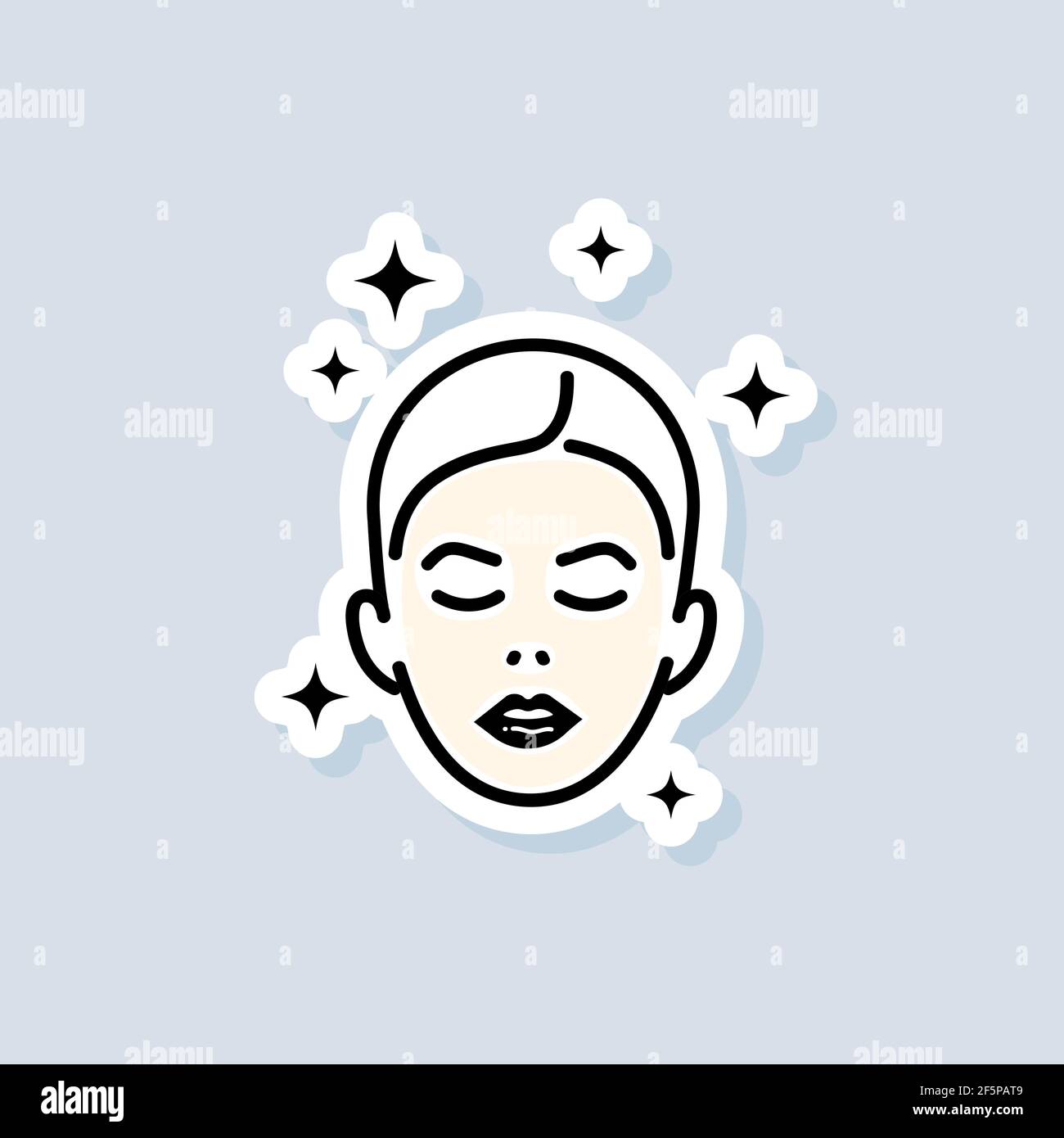 Face mask sheet sticker. Skin care concept. Beauty skin logo. Vector on ...