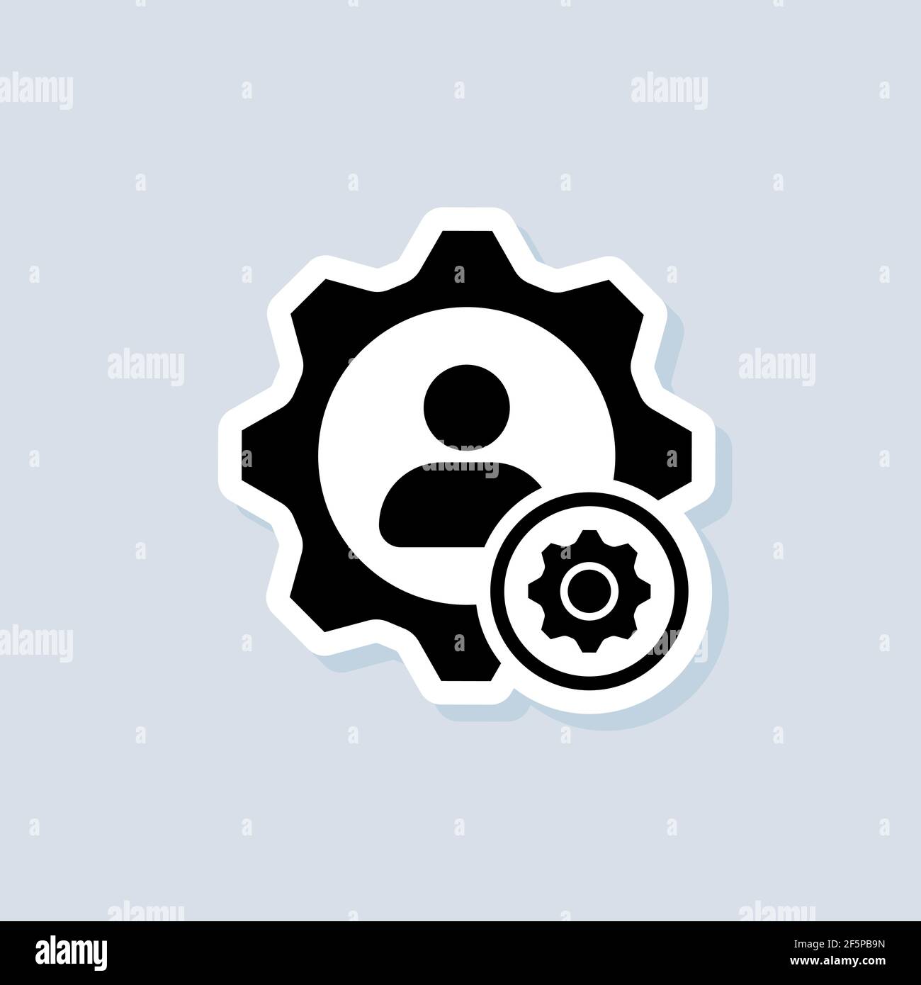 Professional services with setting icon sticker. Setup, manage ...