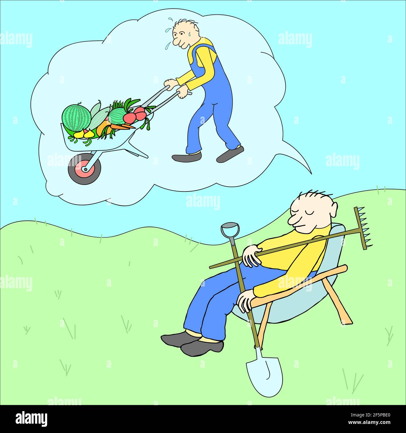 Man has dozed off and dreams that he is working. Dream of a wonderful ...