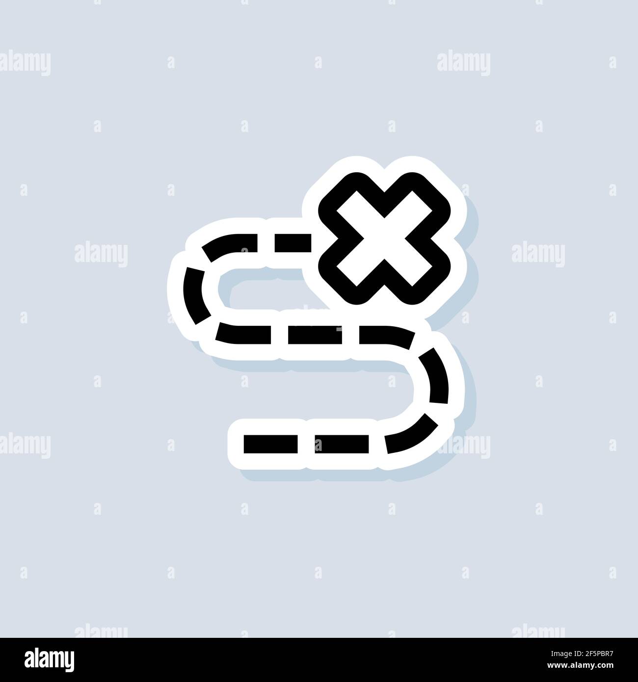 Treasure map hidden location marked sticker. Travel navigation line ...