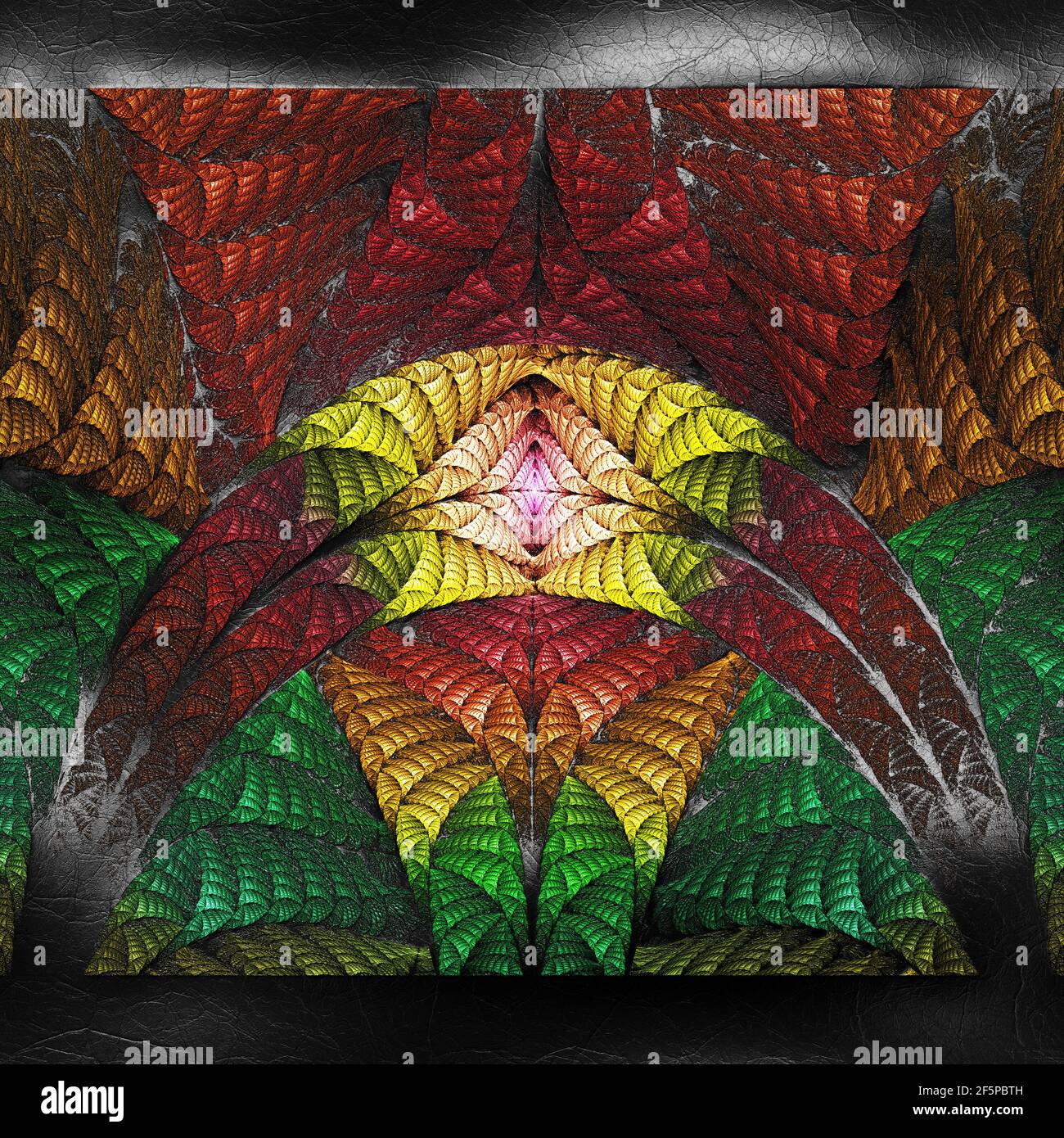 3D render of plastic background with embossed fractal on leather Stock ...