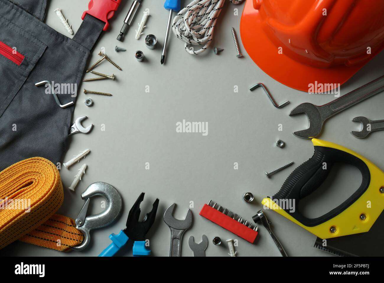 Concept of Labor day with different working tools, space for text Stock ...