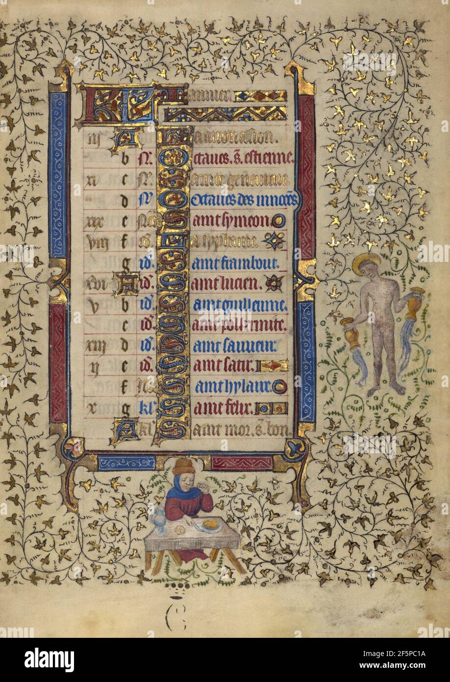 Calendar Page for January; Feasting; Aquarius. Follower of the Egerton ...