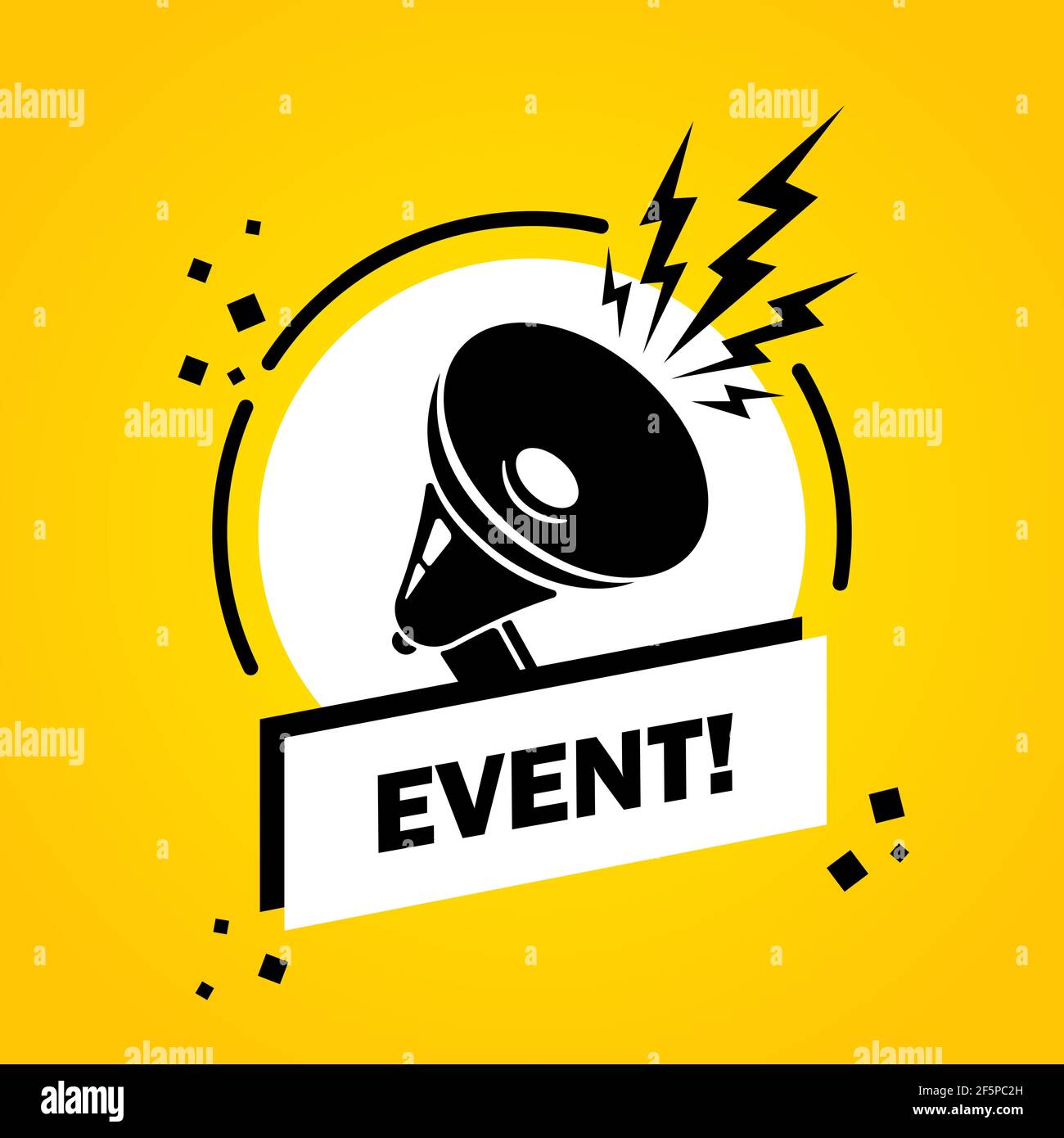Megaphone with Event speech bubble banner. Loudspeaker. Label for ...