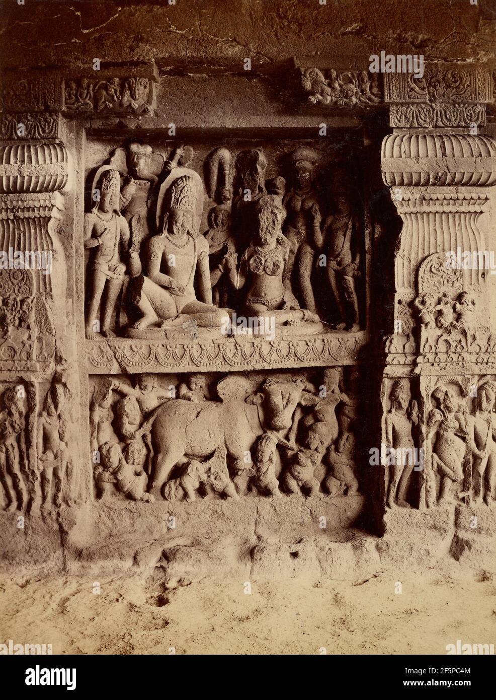 Figures in Ellora Caves. Lala Deen Dayal (Indian, 1844 - 1905 Stock ...