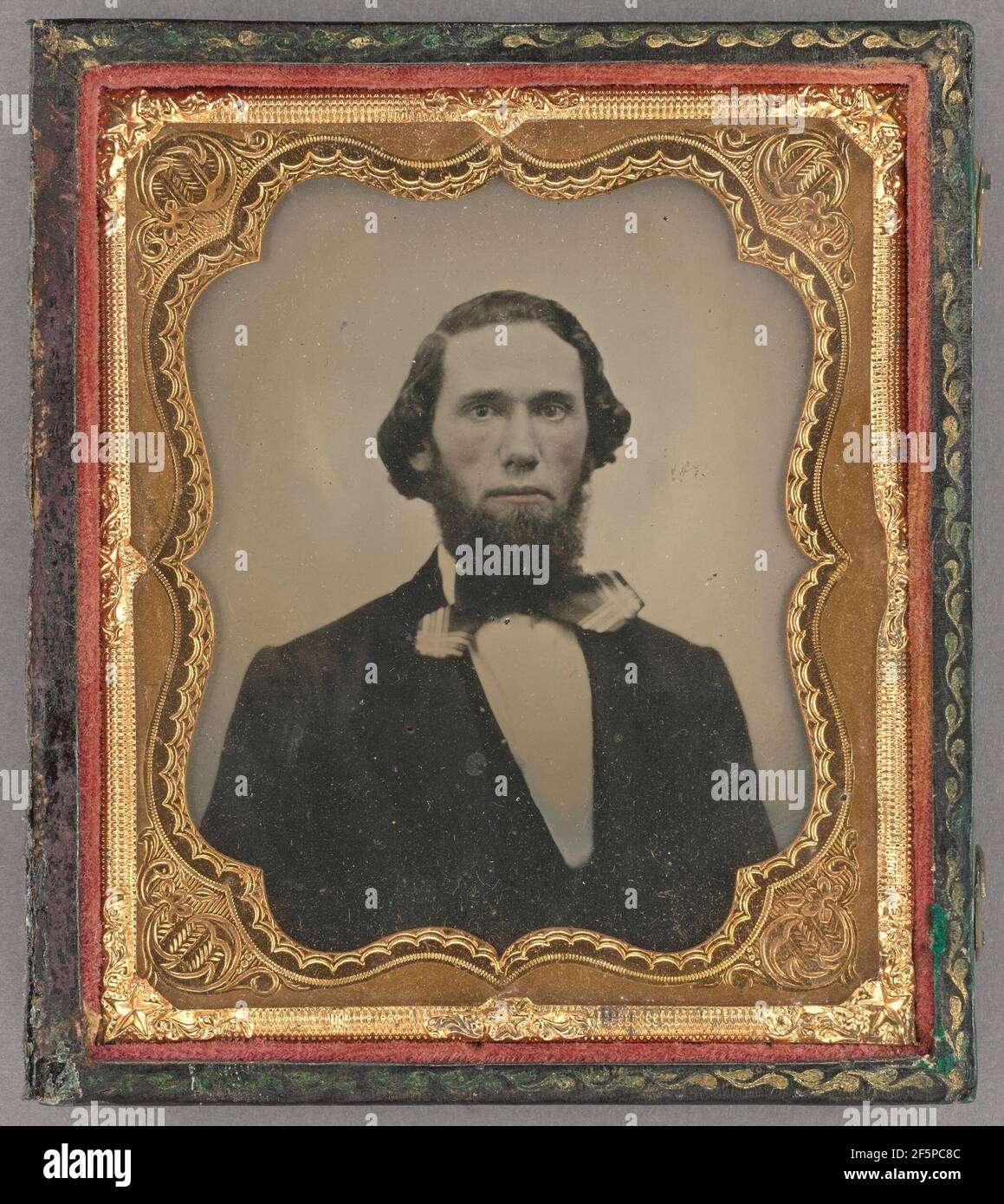Portrait of a Seated Man with Chin Beard and Long Hair in Bow Tie ...