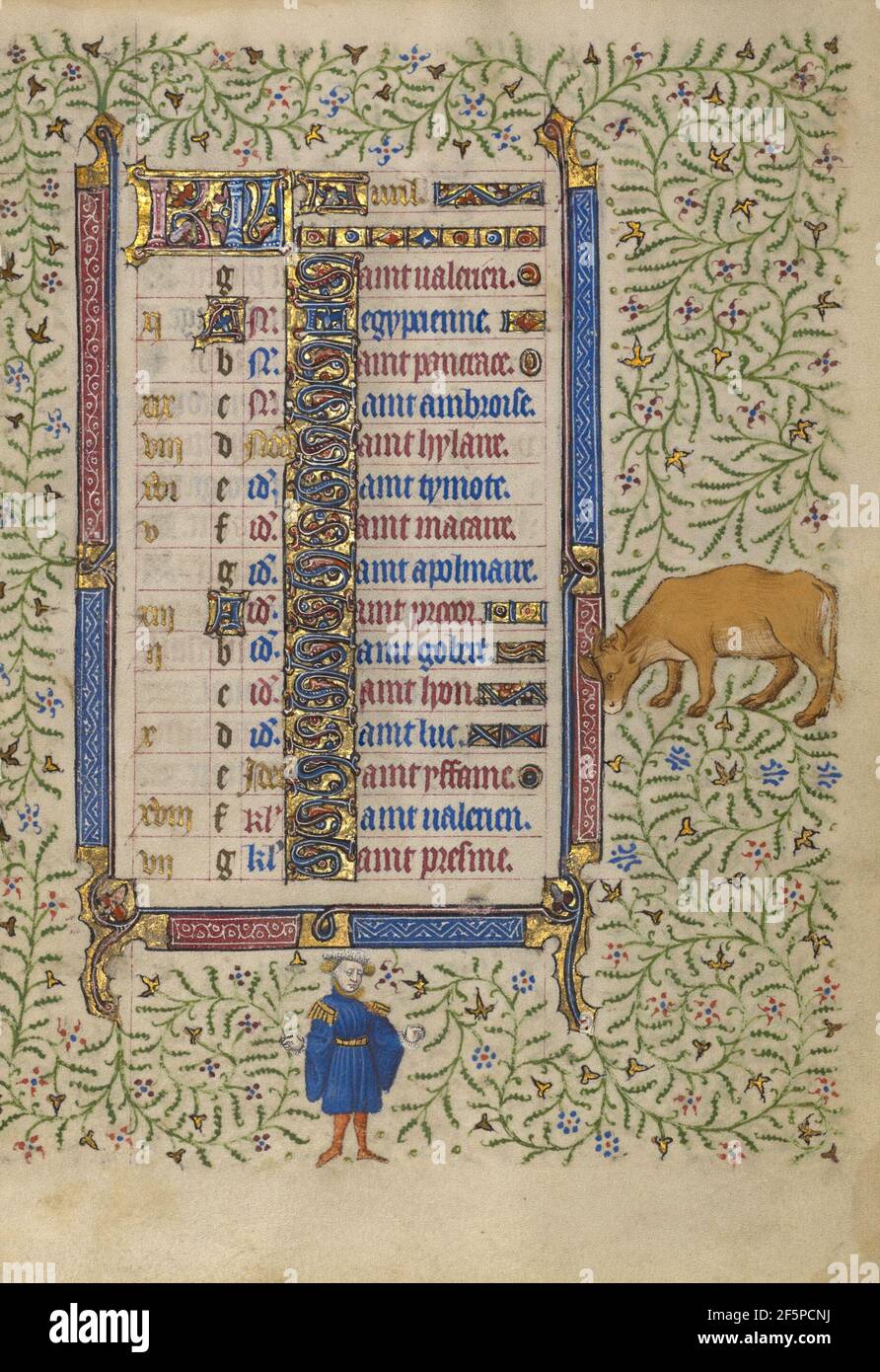 Calendar Page for April; Picking Flowers; Taurus. Follower of the ...