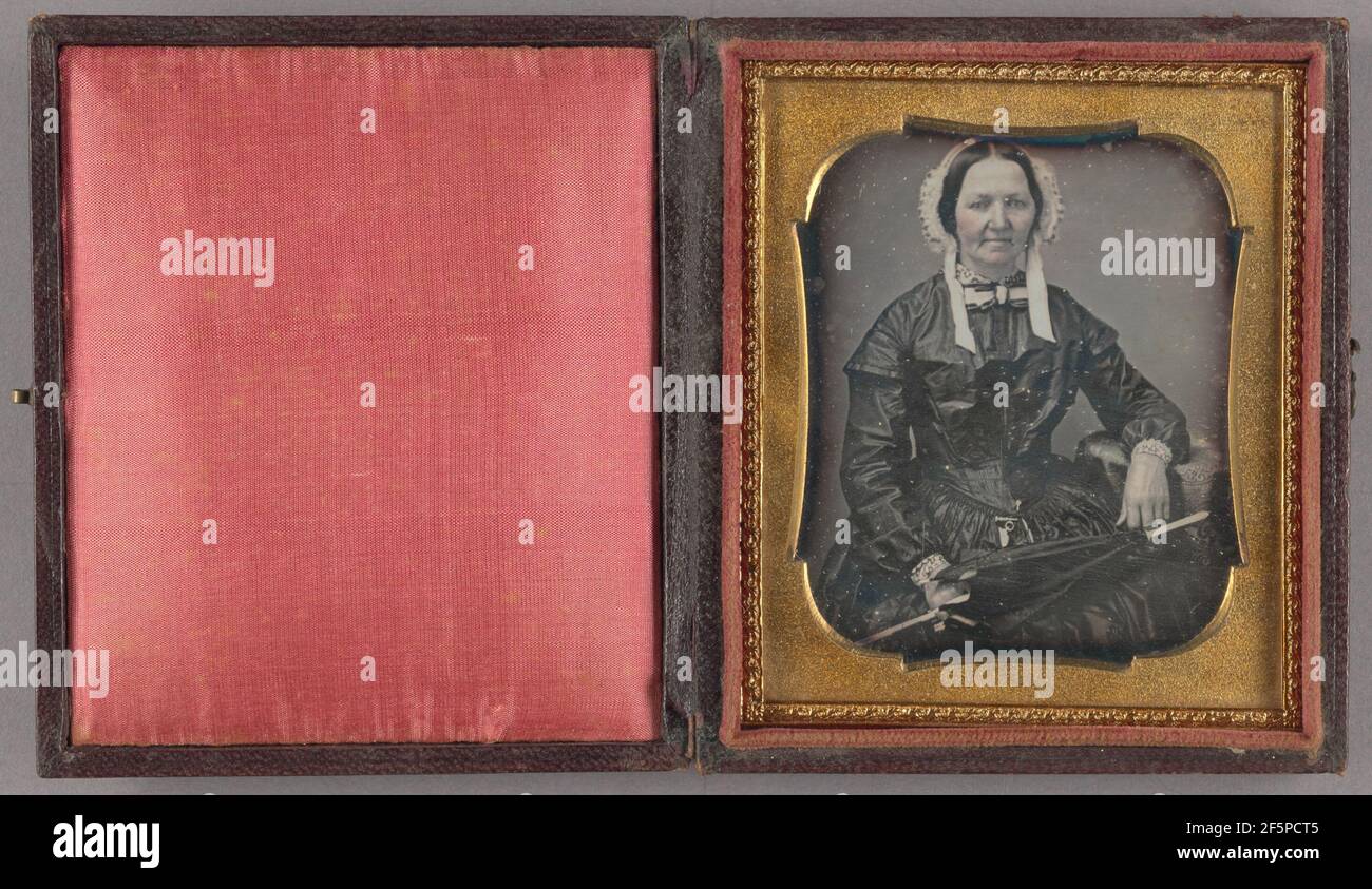 Portrait of a Seated Woman in Matron Cap Holding Umbrella. Unknown ...