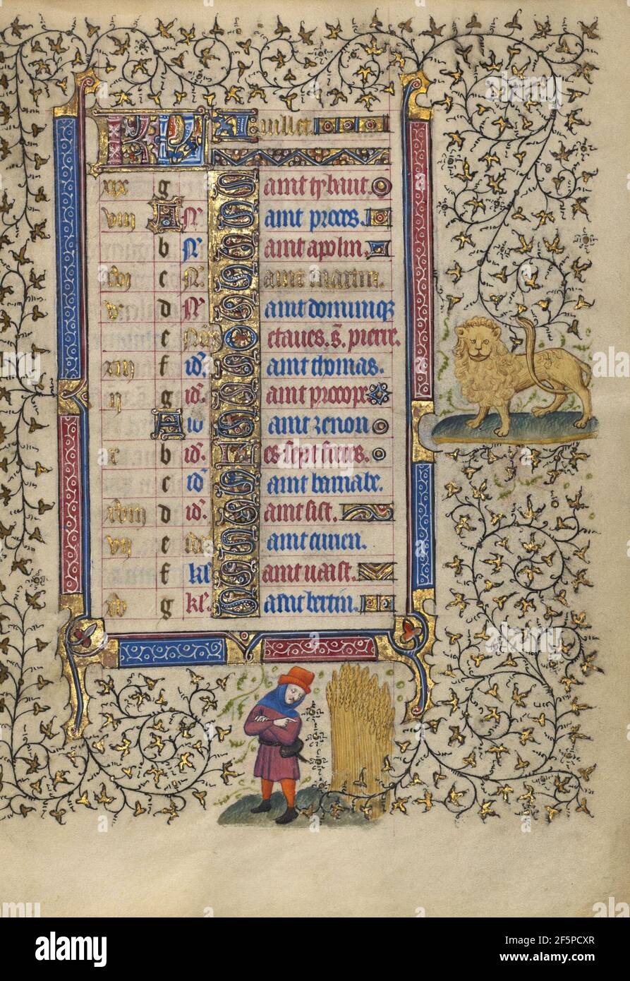 Calendar Page for July; Harvesting Wheat; Leo. Follower of the Egerton ...
