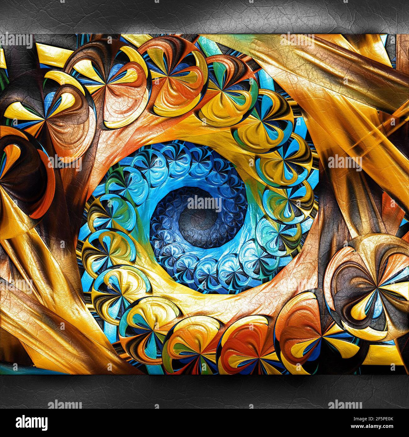 3D render of plastic background with embossed fractal on leather Stock ...