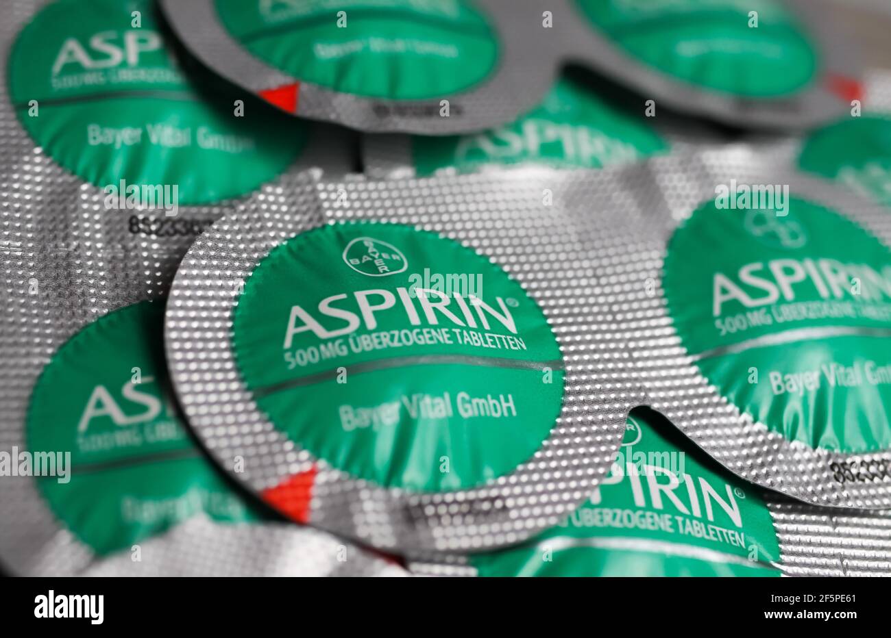 Viersen, Germany - March 1. 2021: Closeup of pile isolated blisters ...
