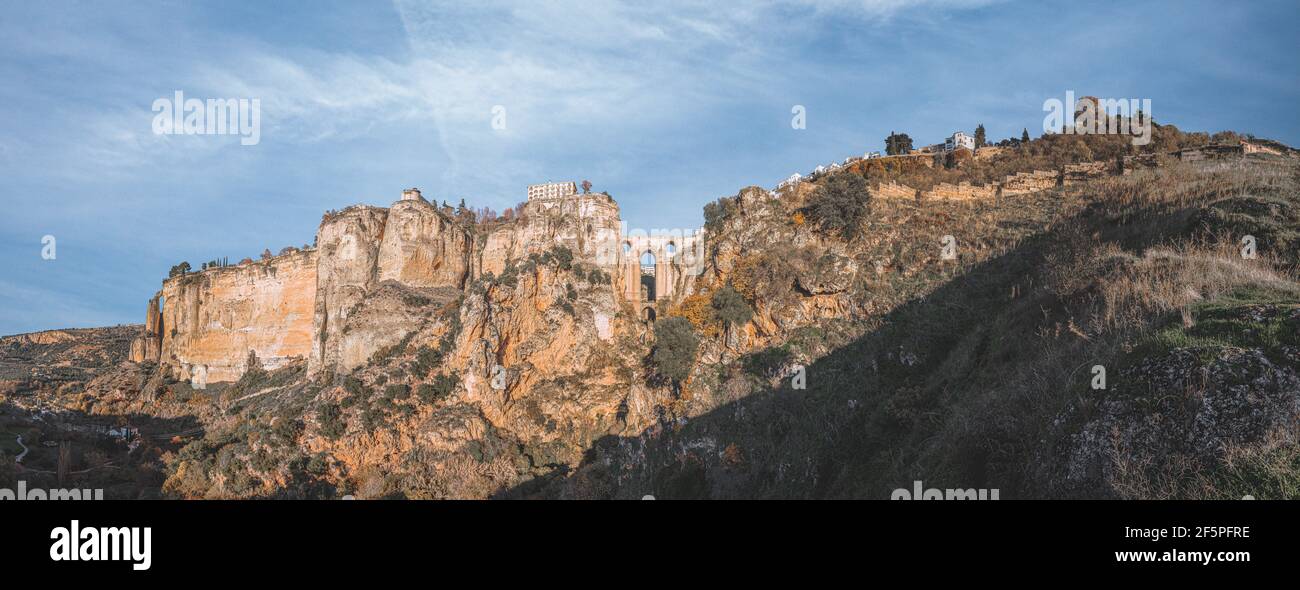 Panorama view of Ronda bridge, Andalucia Spain Stock Photo - Alamy
