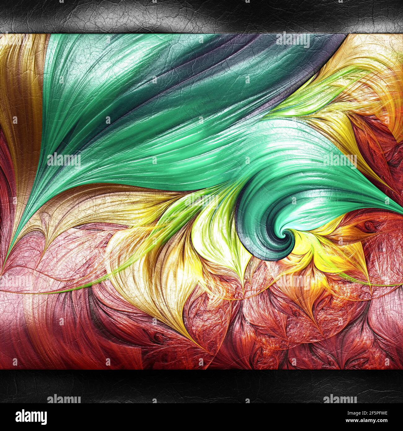 3D render of plastic background with embossed fractal on leather Stock ...