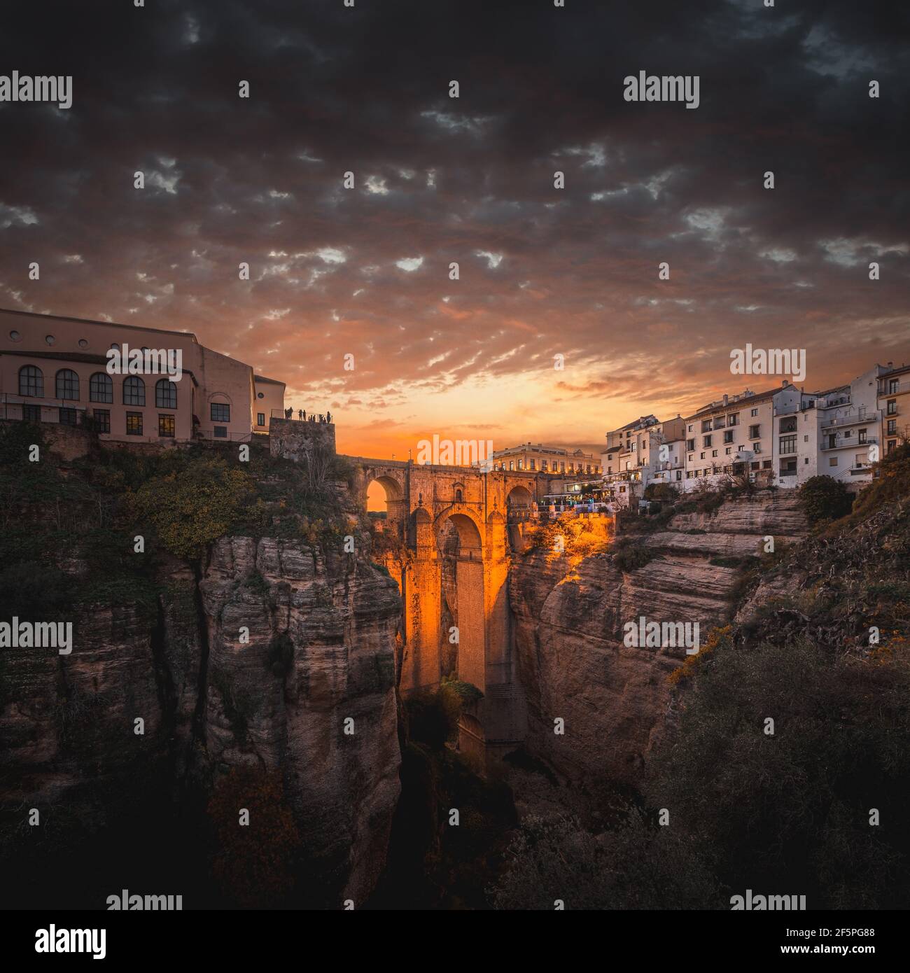 Sunset Landscape of Ronda Bridge, Andalucia, Spain Stock Photo - Alamy