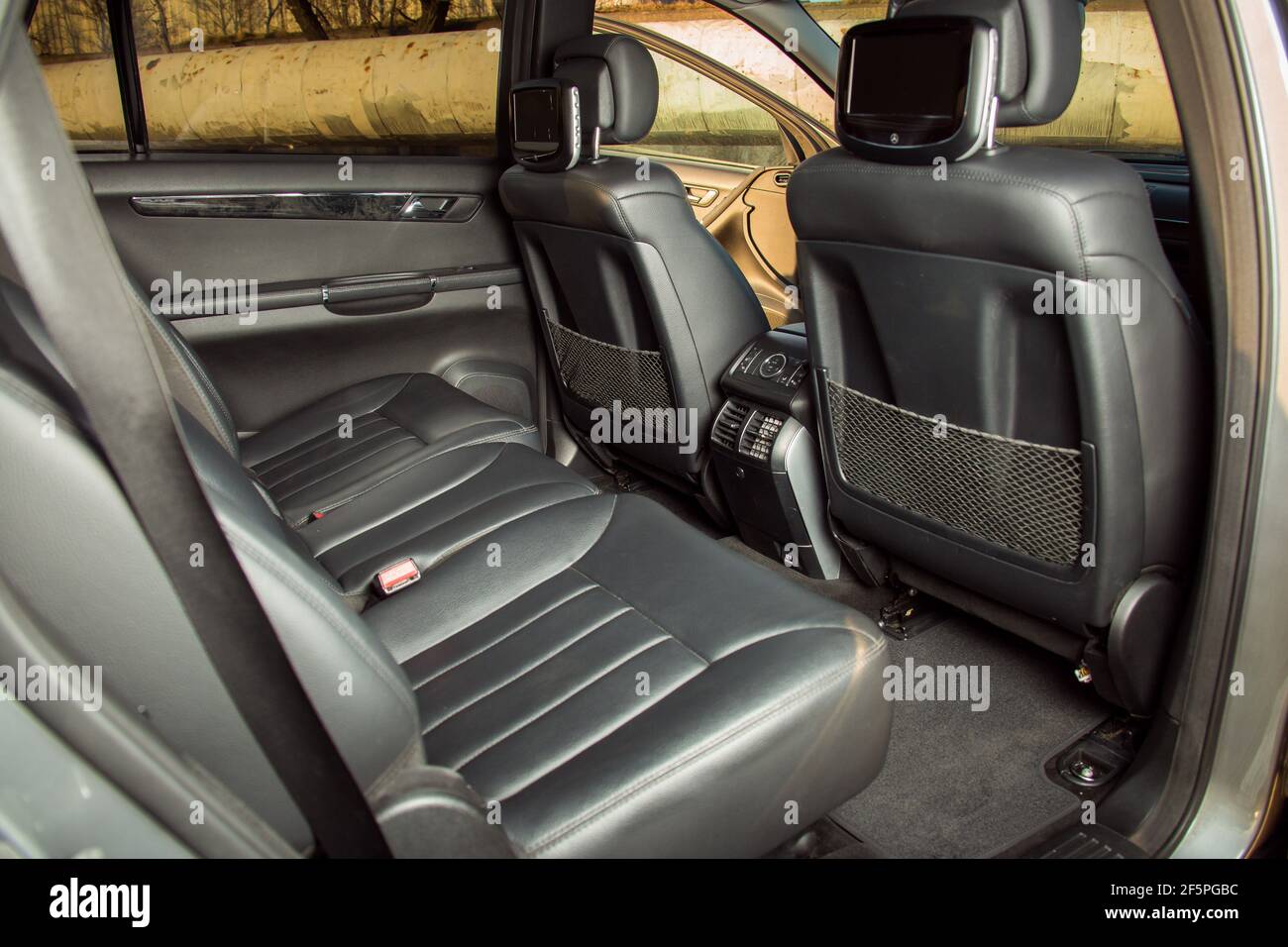 Interior view of the Mercedes-Benz R 350 car. Close-up Stock Photo - Alamy
