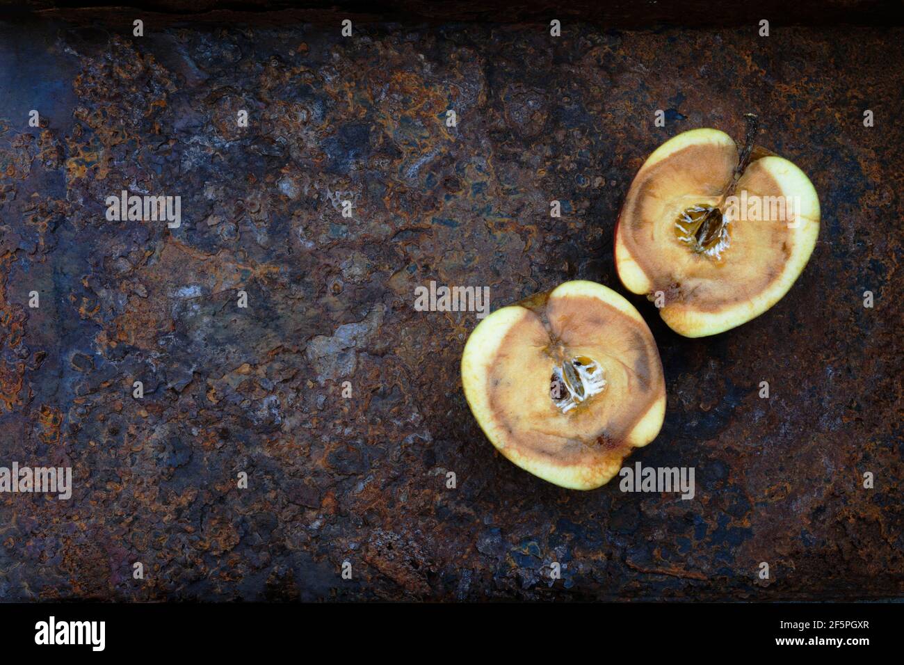 Rotten apple cut in hi-res stock photography and images - Alamy