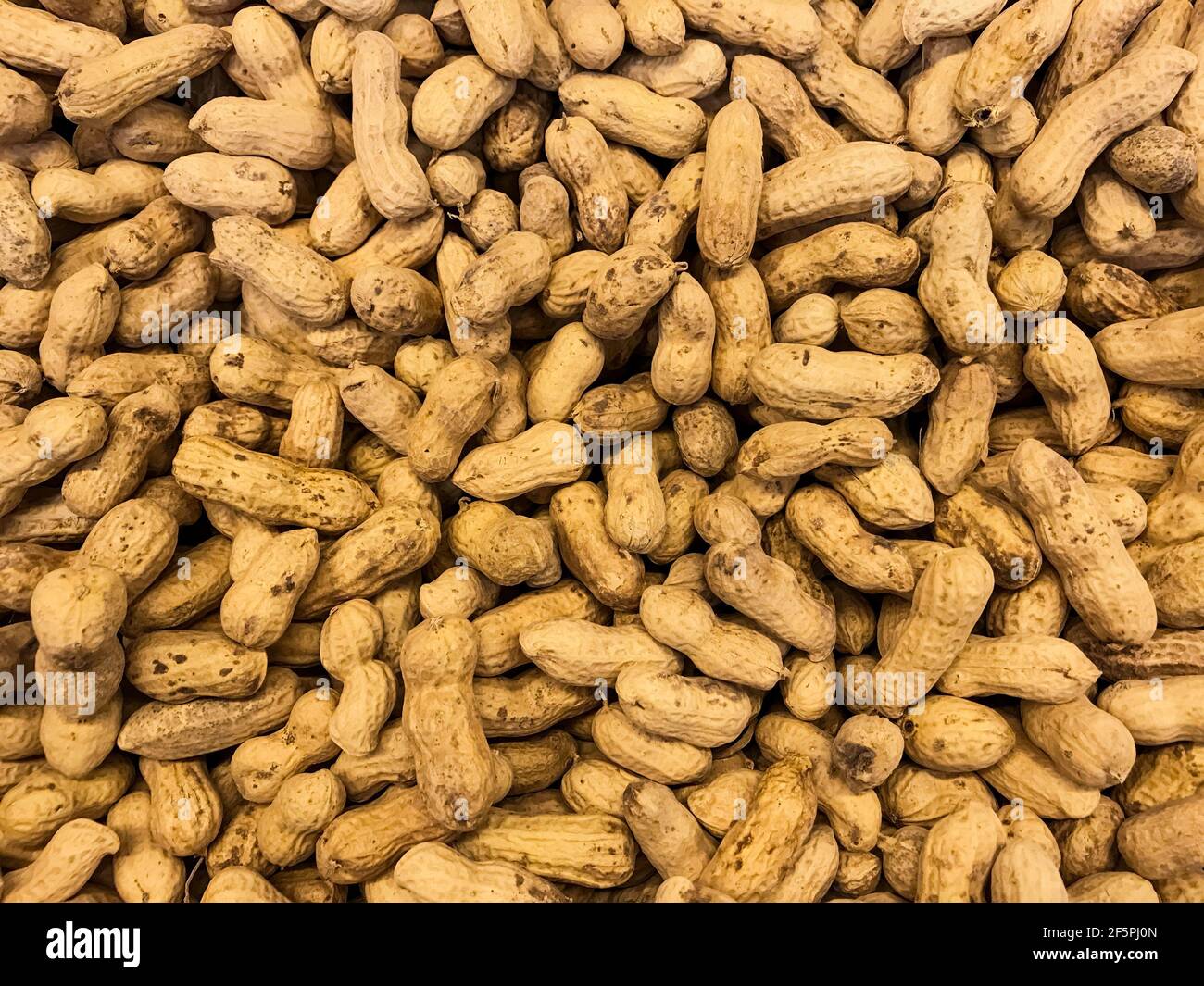A large pile of unpeeled peanuts in the skin. Nuts natural background ...