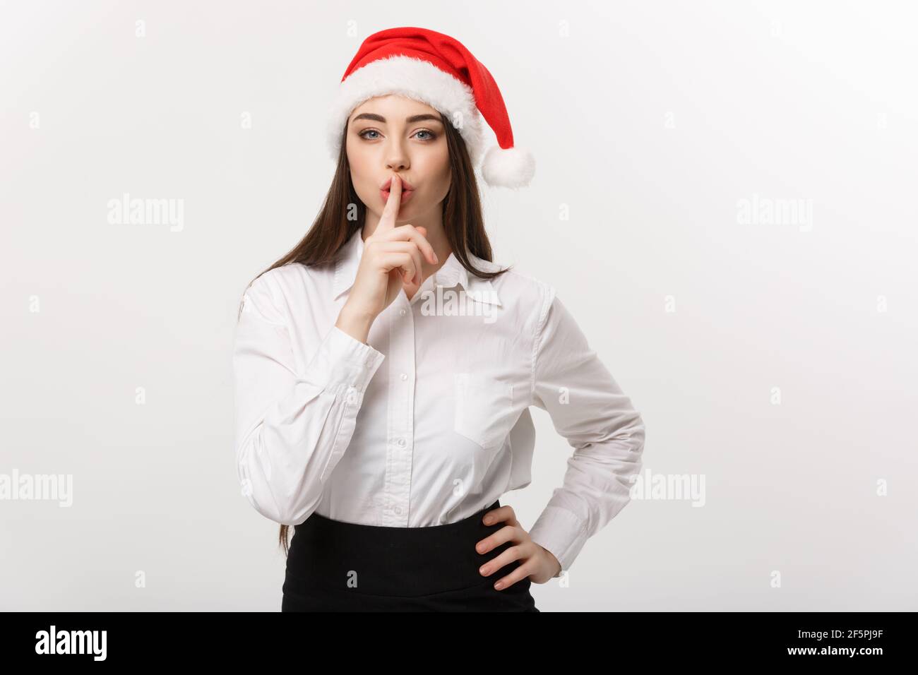 Business Concept - Modern caucasian business woman in the white studio ...