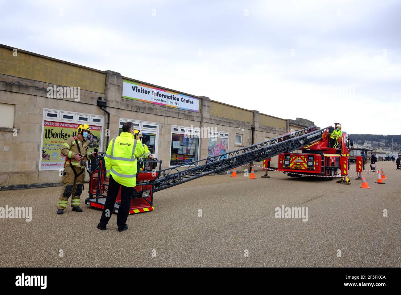 March 2021 - Fire service extending platform lowering whilst doing a ...