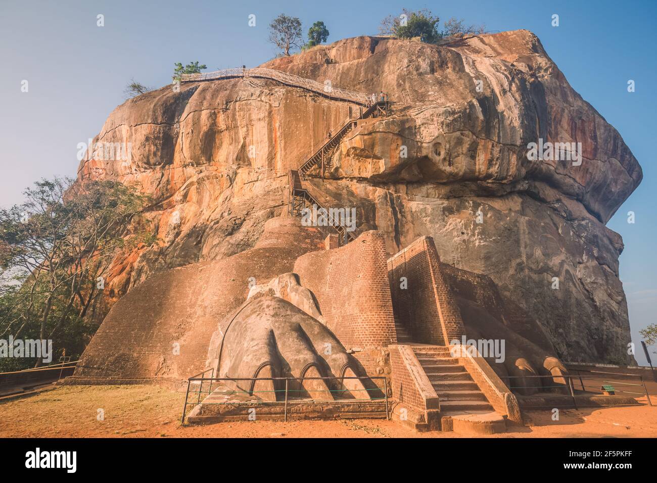 The ancient historic Sigiriya Rock Fortress or Lion Rock in the Matale ...