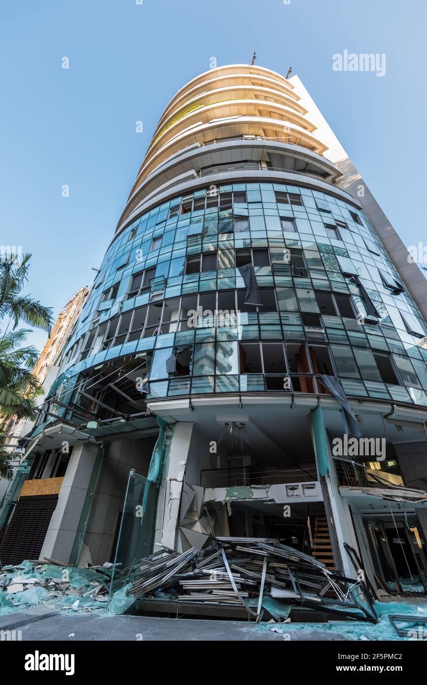 Destroyed Buildings from the Beirut Port Explosion Lebanon Stock Photo ...