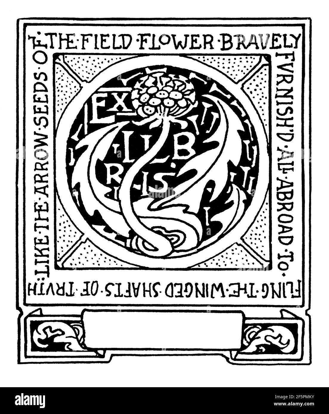 Tennyson ‘The Poet' misquotation Art Nouveau bookplate design by ...