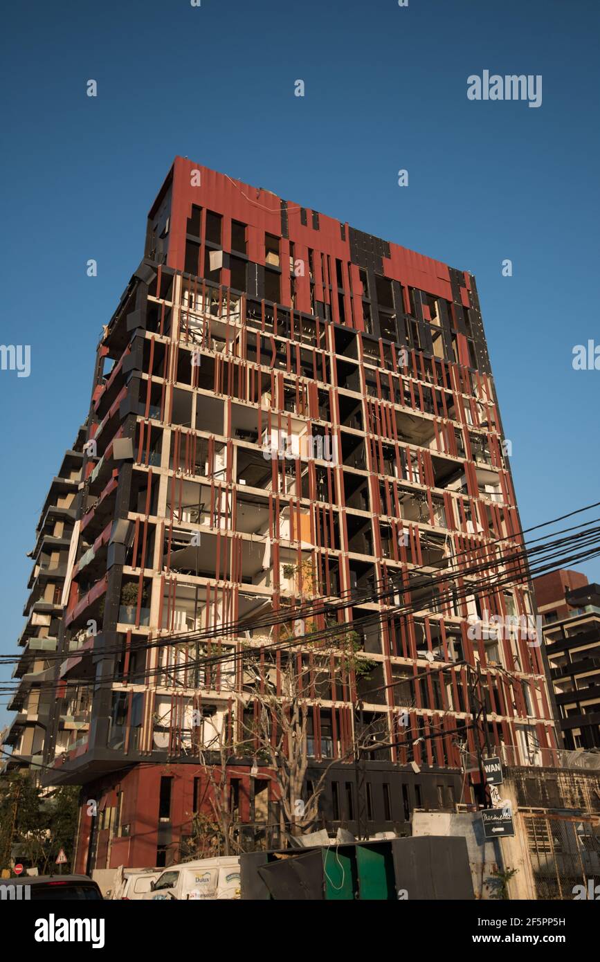 Destroyed Buildings from the Beirut Port Explosion Lebanon Stock Photo ...