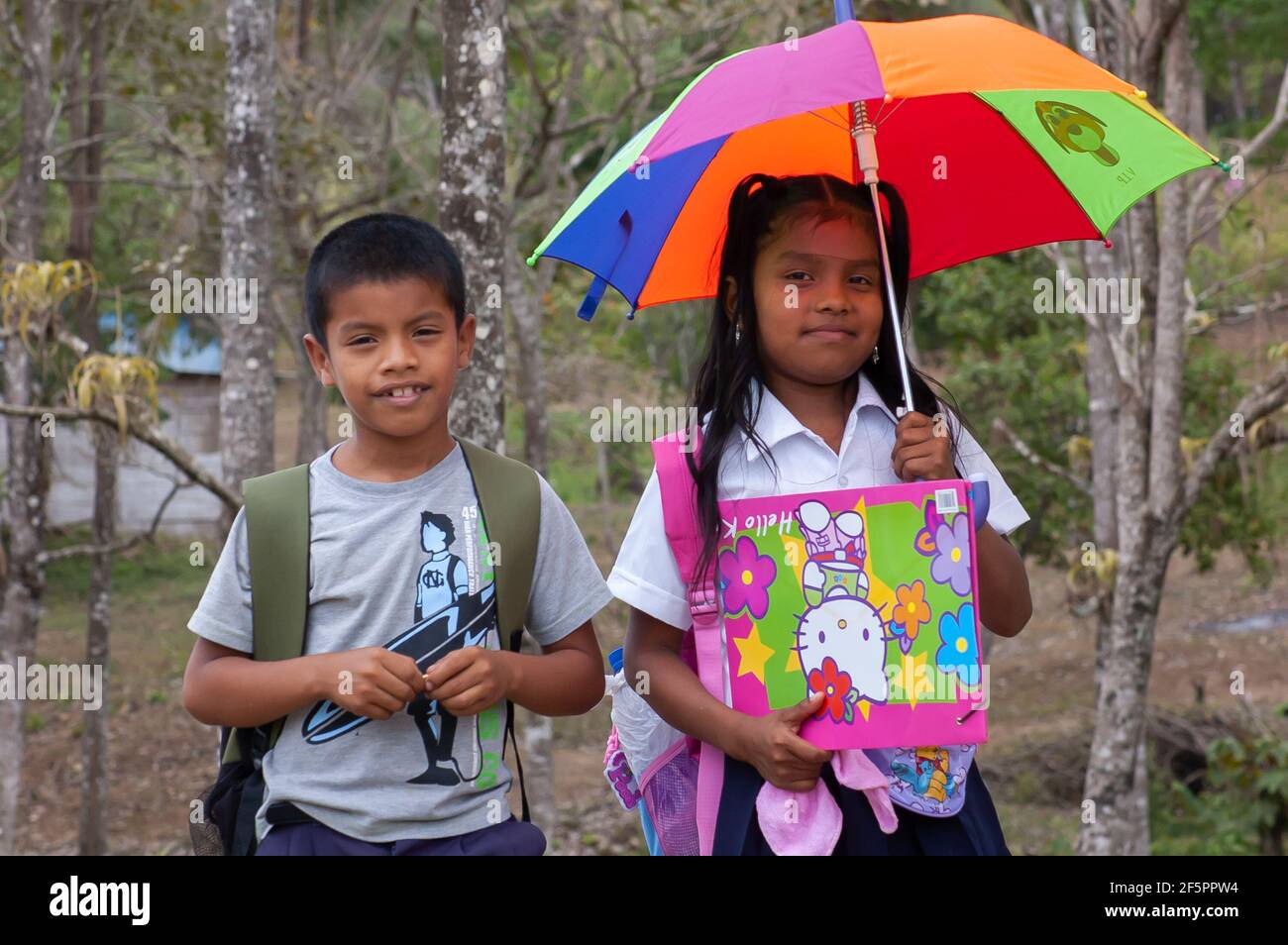 Darien Province, Panama. 07-18-2019. Portrait of indigenous kids ...