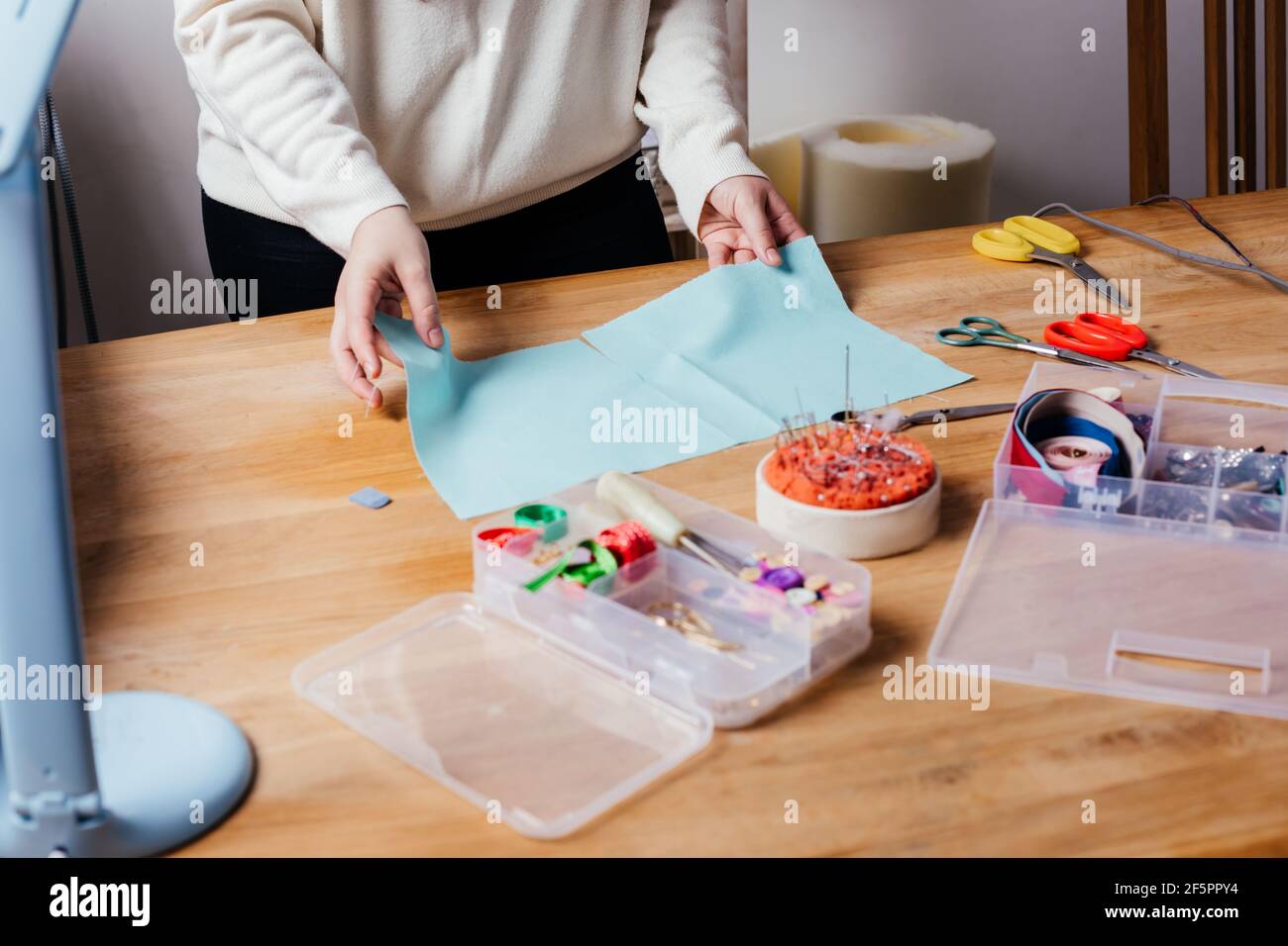 Creating a pattern for sewing handmade medical mask Stock Photo - Alamy