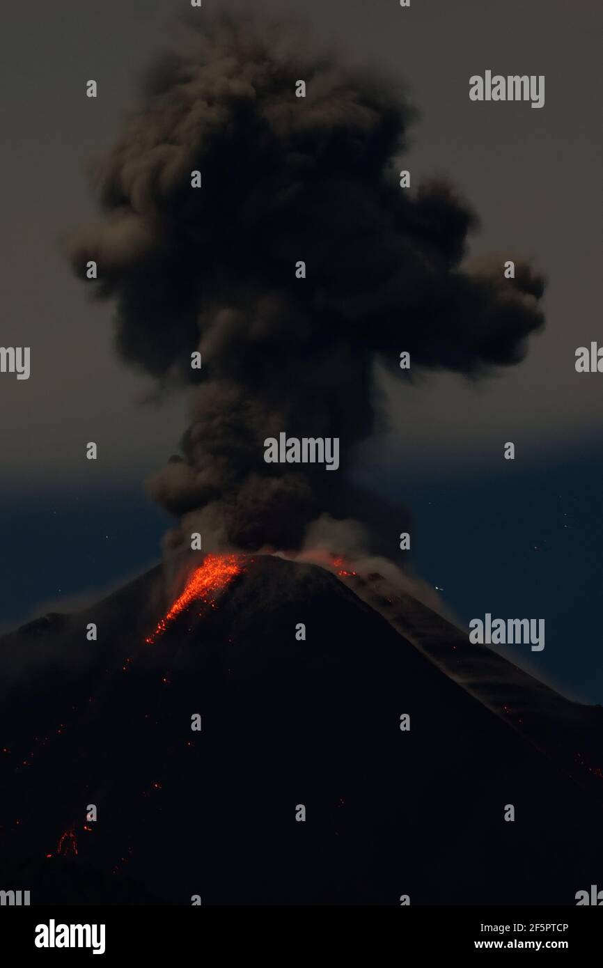 Reventador Volcano night eruption - Napo Province, Ecuador Stock Photo - Alamy