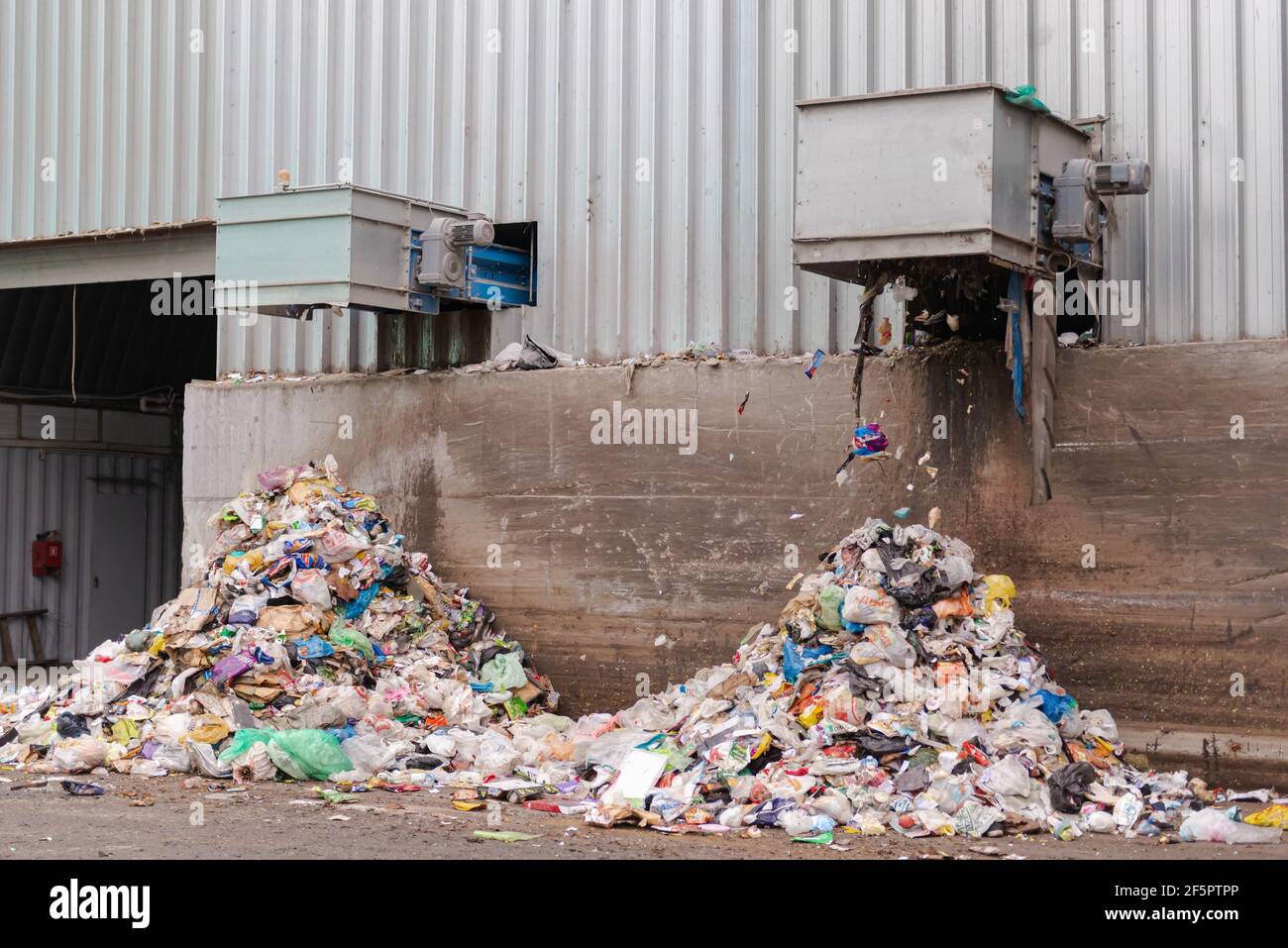 Moscow. Russia. October 2020. Garbage after sorting. Garbage falls ...