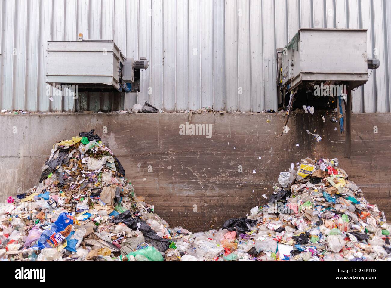 Moscow. Russia. October 2020. Garbage after sorting. Garbage falls ...