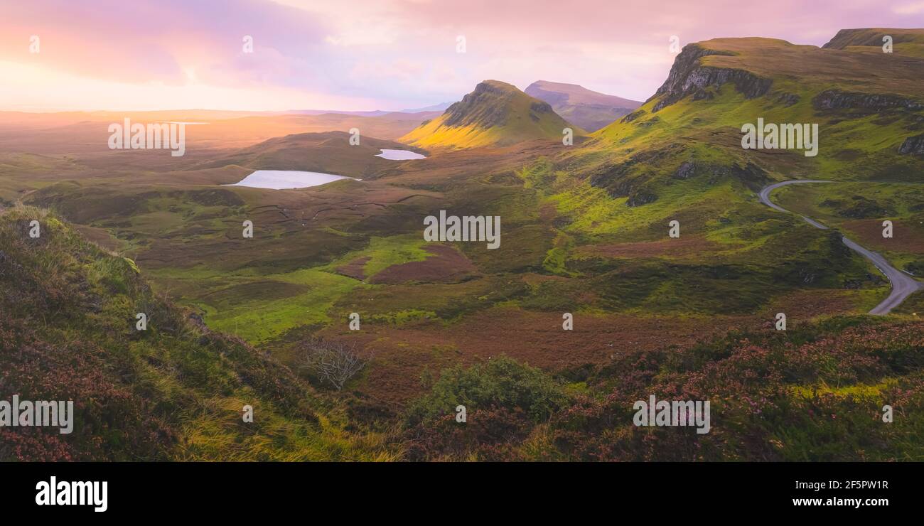 Epic sunrise or sunset panorama view of the prehistoric Scottish ...