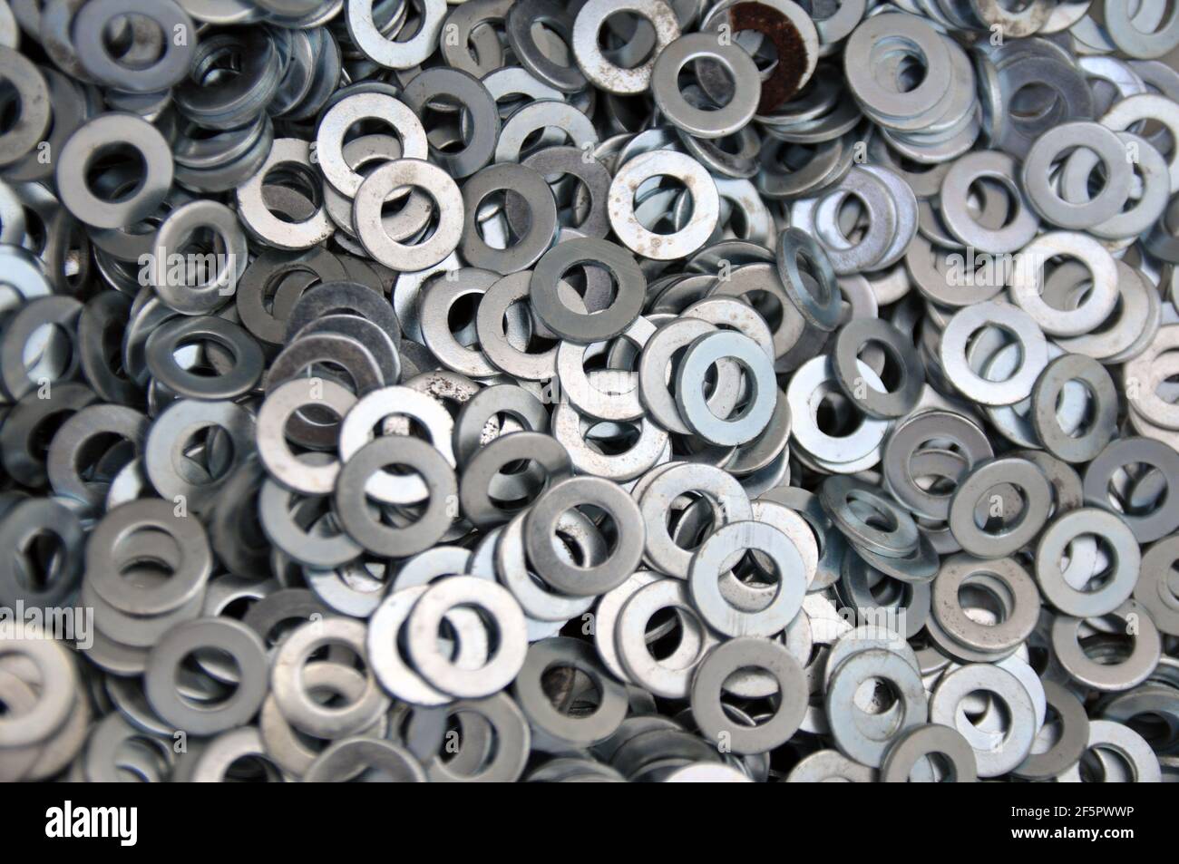 A set of mounting washers. Flat metal washer. Background, texture Stock ...
