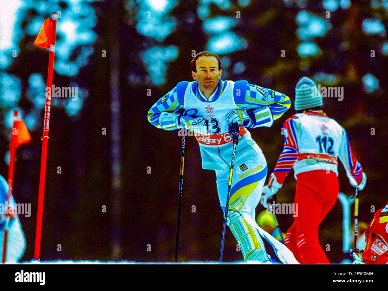 Ingemar Stenmark (SWE) competing in the men's slalom at the 1988 ...