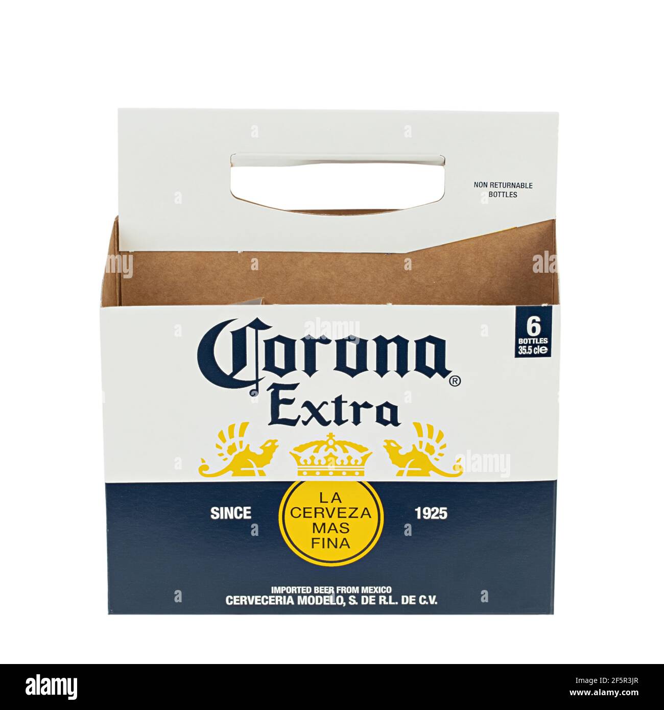 Ukraine, Kyiv - February 23. 2021: empty paper packaging of Corona ...
