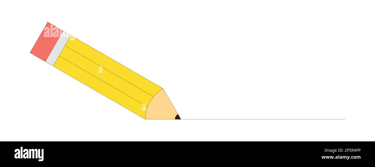Yellow pencil drawing straight line Illustration isolated Stock Vector ...