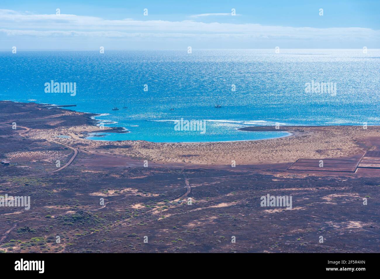 Aerial view of a beach at Isla de Lobos, Canary islands, Spain Stock ...