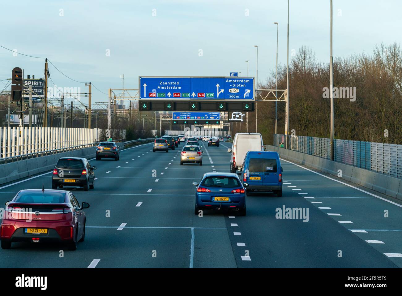 Amsterdam, Netherlands - March 23, 2019: The A4 motorway in the ...
