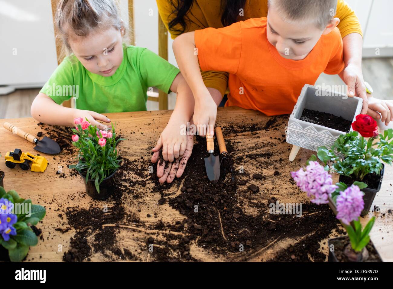 Patience is important feature while teaching kids at home Stock Photo ...